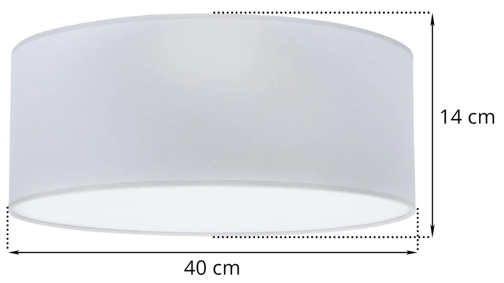 Stropní svítidlo Gaja, 1x světle šedé textilní stínítko, (bílé plexisklo), (fi 40cm)