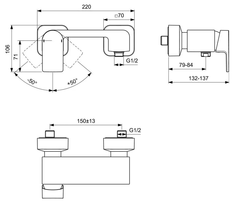 Ideal Standard Edge - Sprchová baterie nástěnná, Chrom A7120AA