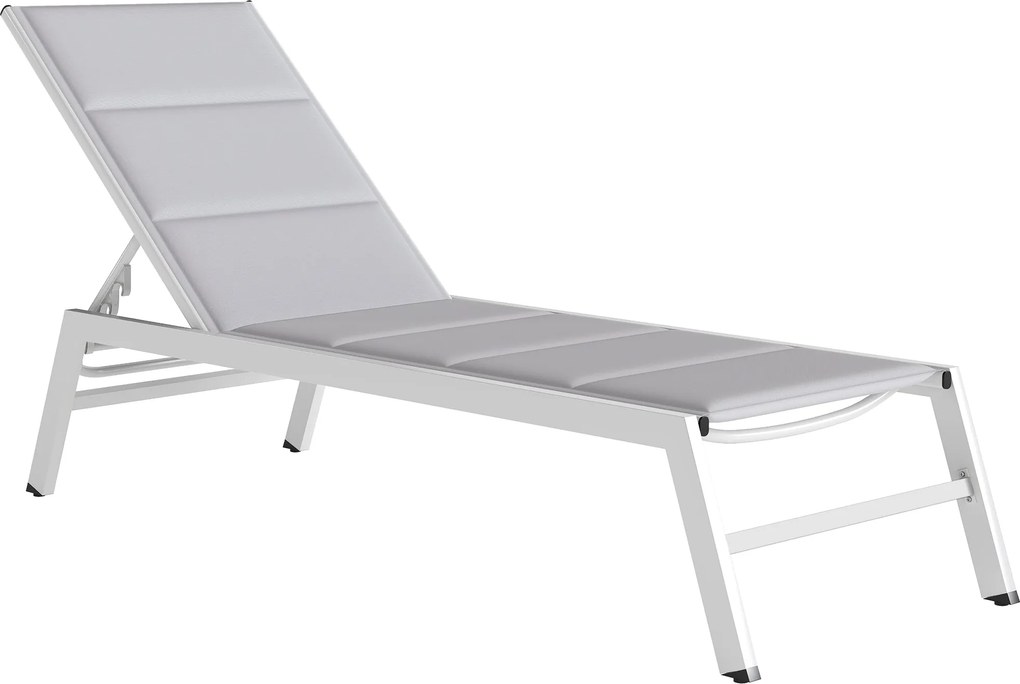 Outsunny lehké hliníkové lehátko — 6polohové opěradlo, textilén 560 g/m² s integrovaným polstrováním, odolné proti korozi, 64 x 181 x 90 cm | Aosom