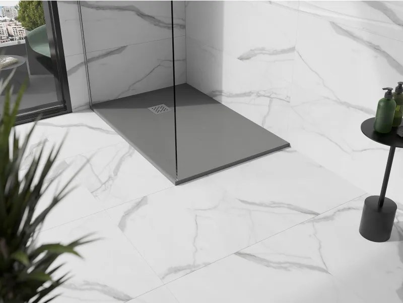 Mexen Stone+, obdélníková vanička z minerálního kompozitu 120 x 100 cm, šedá-betonová, 44611012