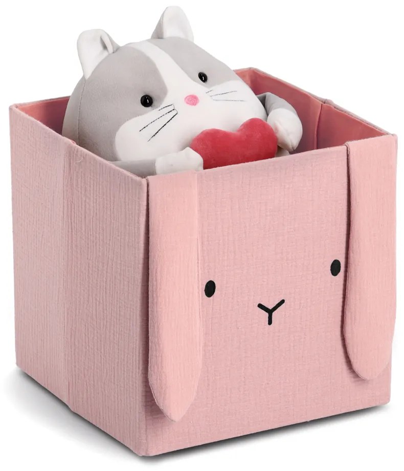 Zeller Present Úložné boxy na hračky, čtvercový tvar MUŠELÍN, růžová, 28x28x28