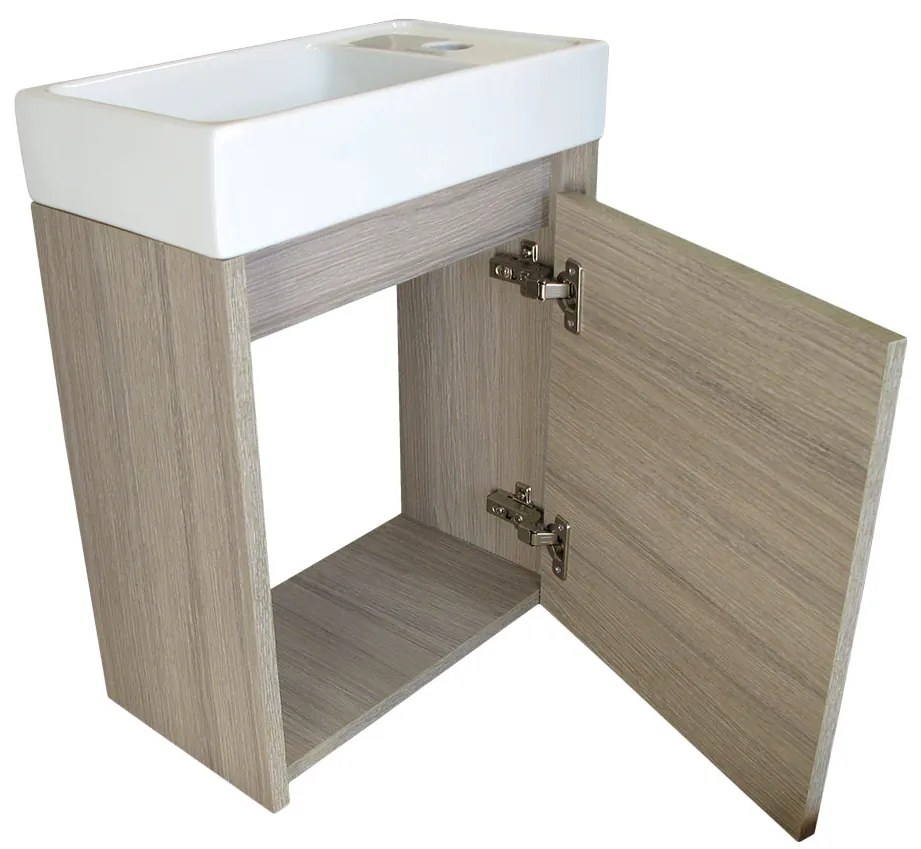 Comodo Koupelnová skříňka závěsná s keramickým umyvadlem Marta 40 Oak P/L