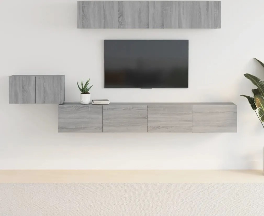 vidaXL 5dílný set TV skříněk kompozitní dřevo [3114431] Barva: bílá s vysokým leskem