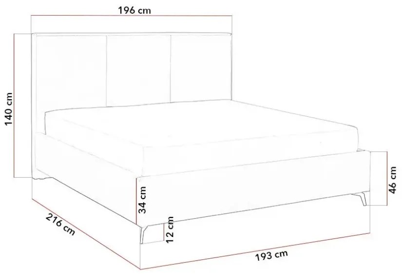 Čalouněná postel CESTO - šedá 160 × 200 cm