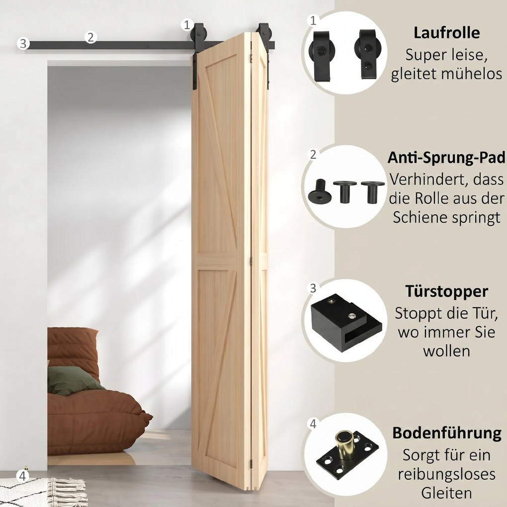 HOMCOM 122 CM Sada Kolejnic pro Posuvné Dveře pro Skládací Dveře se Systémem J pro 2 Dveře