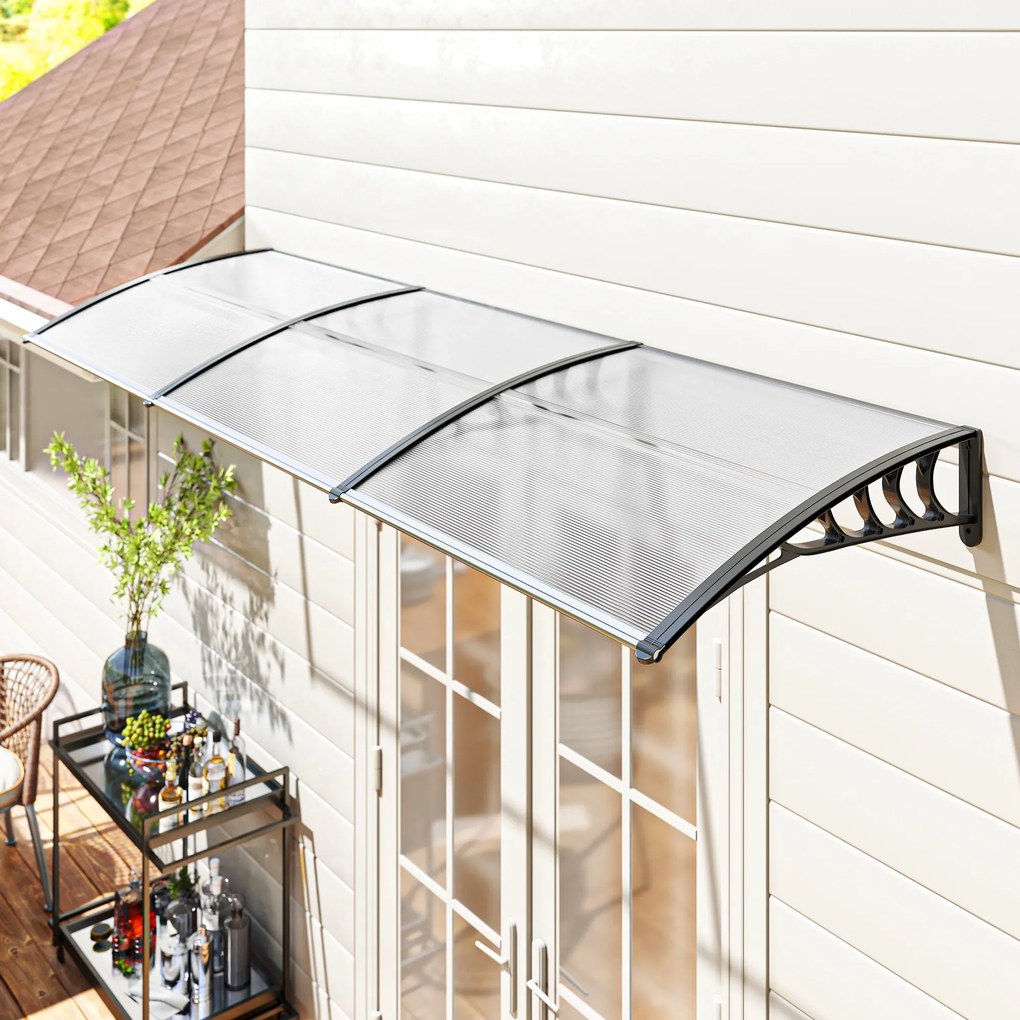 Stříška Outsunny na vchodové dveře 90 x 295 cm, stříška s UV ochranou, stříška na vchodové dveře, ochrana proti slunci z polykarbonátu, ochrana proti…