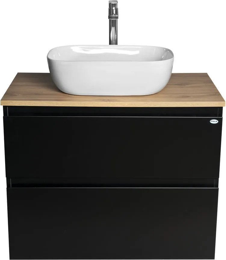 Aqualine Aqualine, ALTAIR skříňka s deskou 78,5 cm, černá mat/dub emporio, AI680-01