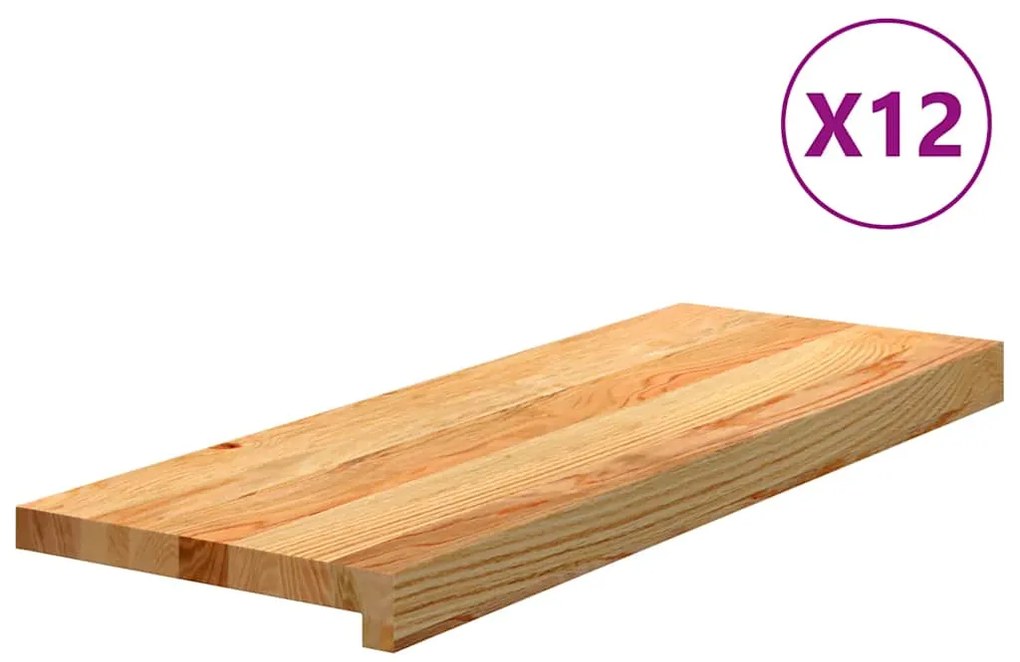 Nášlapy na schody 12 ks světle hnědé 70x30x2 cm masivní dub 3282983