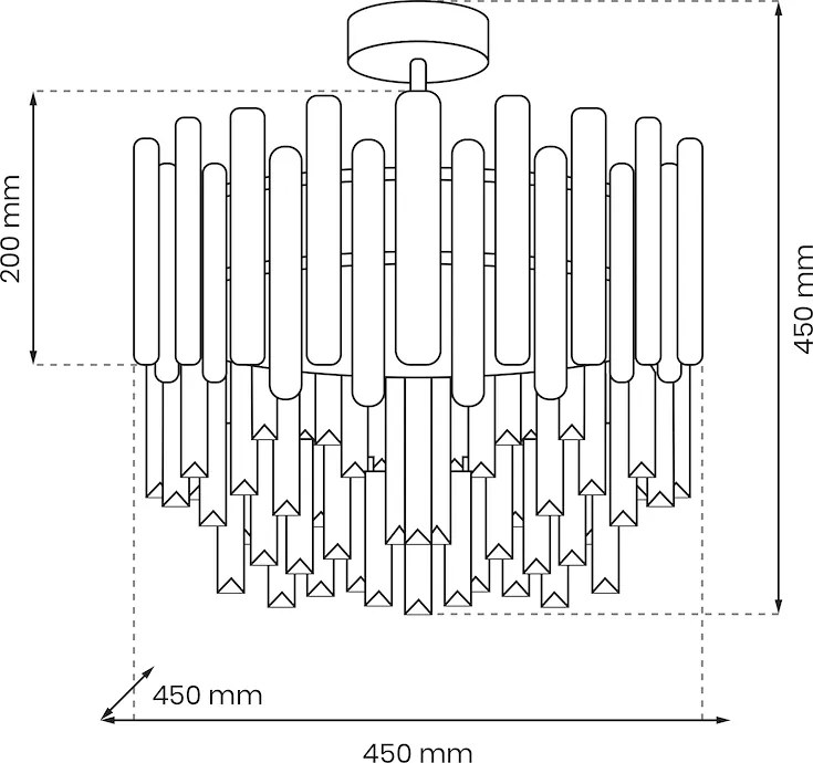 Lustr Aspen I, 1x křišťálové/chromové kovové stínítko, (fi 45cm), ch