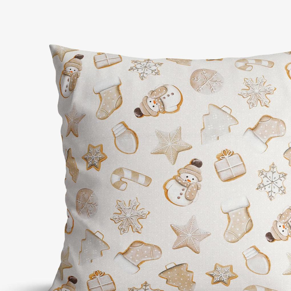 Goldea vánoční povlak na polštář loneta - perníčky 45 x 45 cm