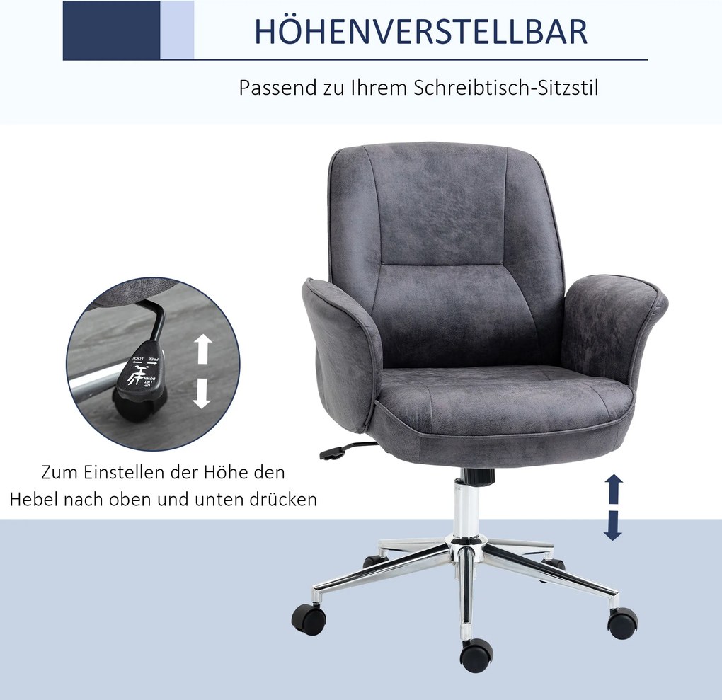 Kancelářská židle Vinsetto XXL, ergonomická kancelářská židle s houpací funkcí, výškově nastavitelná, max. nosnost 120 kg, šedá