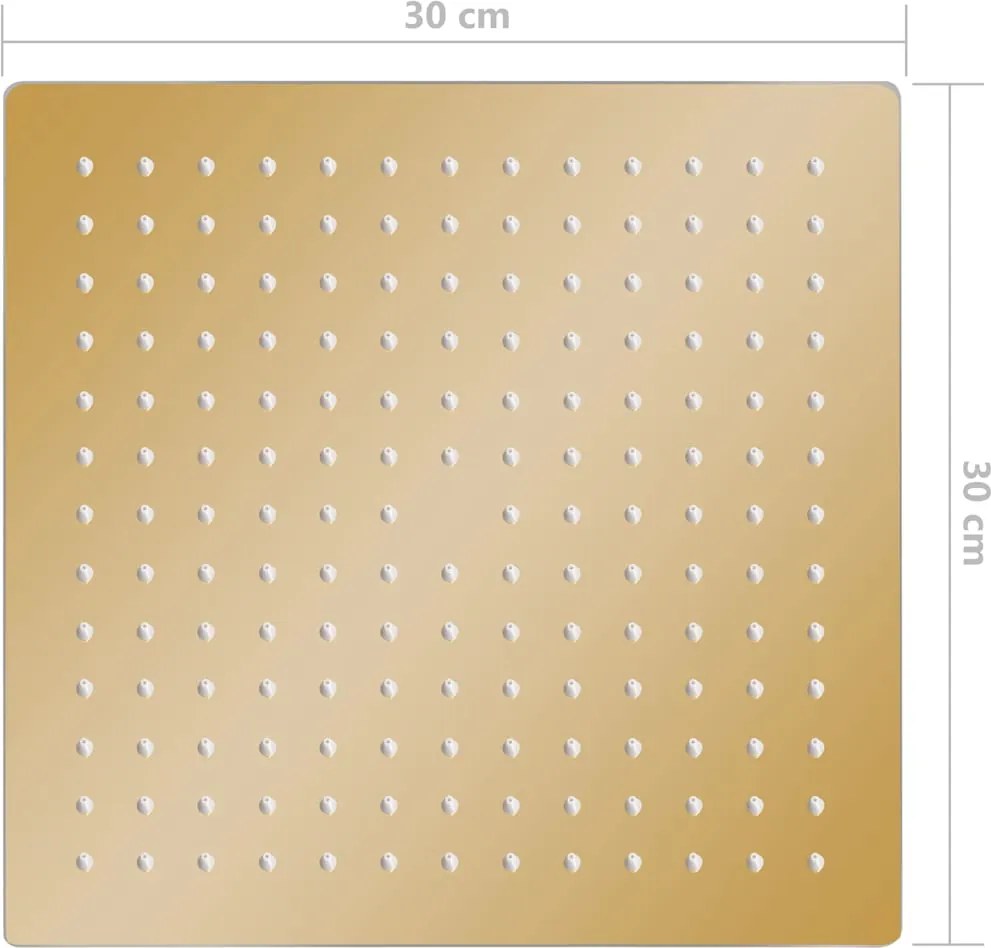 Dešťová sprchová hlavice nerezová ocel 30x30 cm čtvercová zlatá 147710