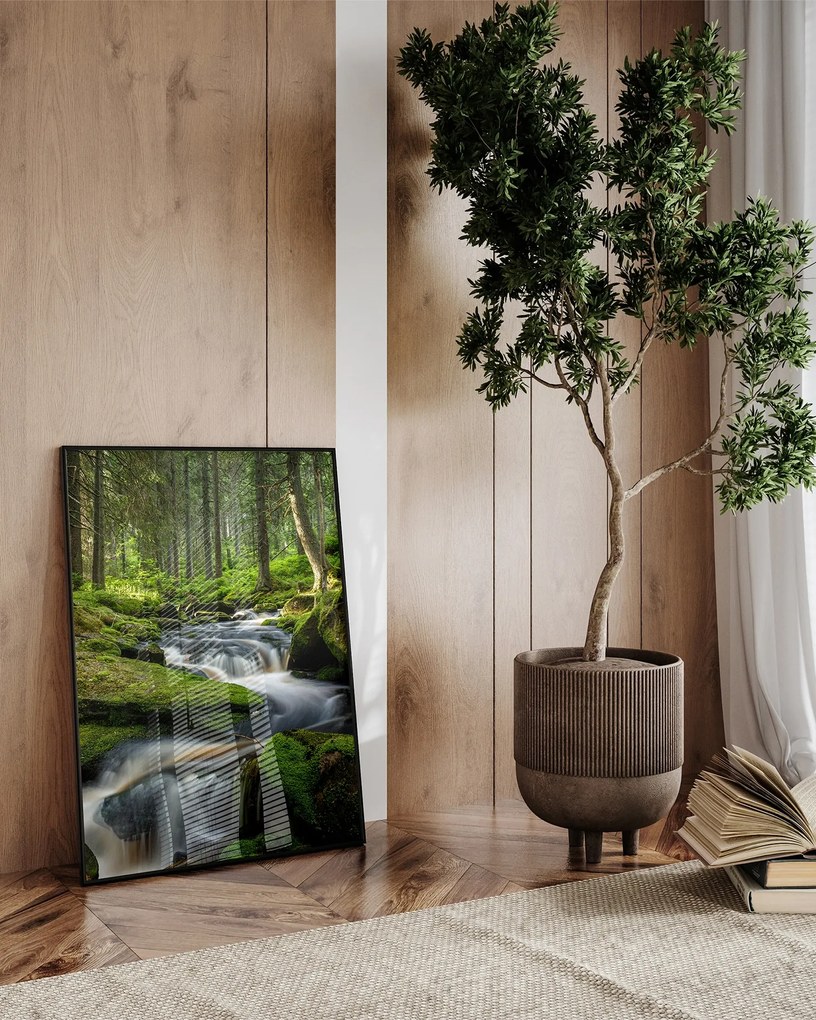 Oboustranný plakát Borové Větve / Lesní Potok při Východu Slunce | 30 x 42 cm | DP351327