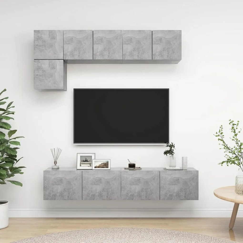 5dílný set TV skříněk betonově šedý kompozitní dřevo 3079113
