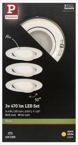 Paulmann 93449 - SADA 3xLED/6,5W IP23 Koupelnové podhledové svítidlo NOVA 230V