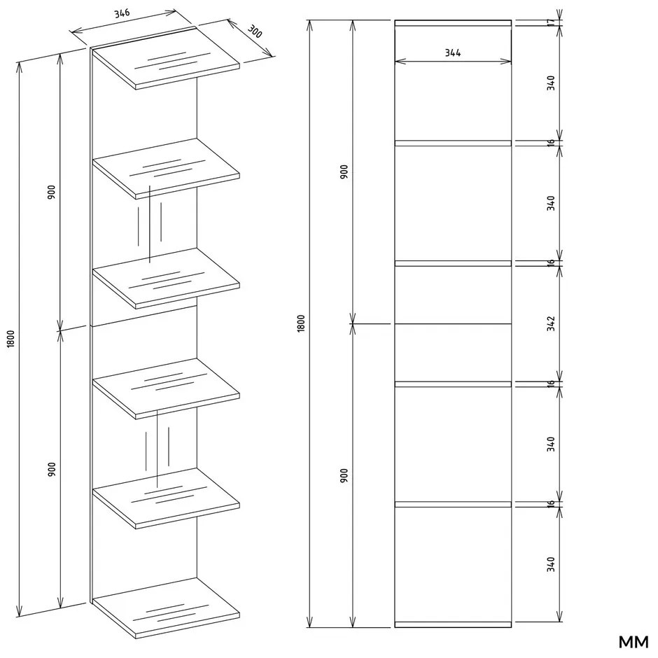 Regál FRAME 180 cm bílý