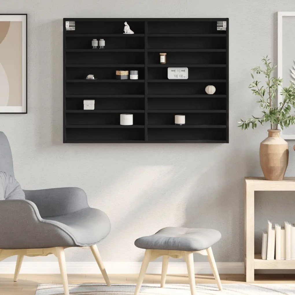 vidaXL Vitrína 100 x 8,5 x 75 cm kompozitní dřevo [847936] Barva: Černá