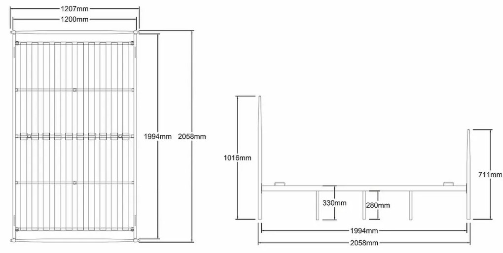 Bílá kovová postel SIENA 120x200 cm
