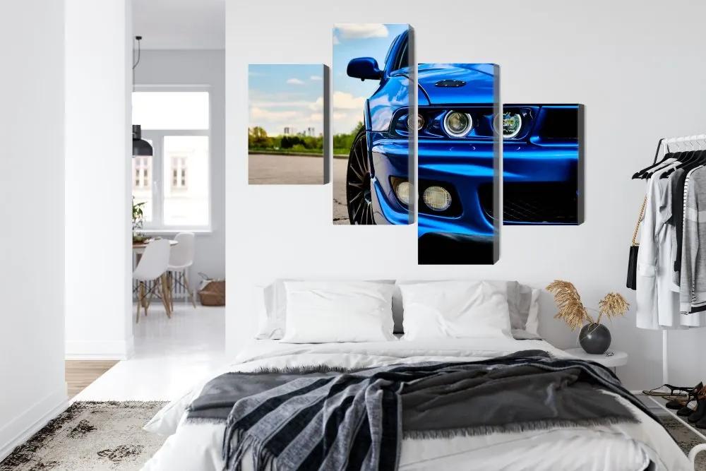 Vícedílný obraz Přední Část Modrého Sportovního Vozu Nedostatek Nedostatek Plátno Canvas 240x150