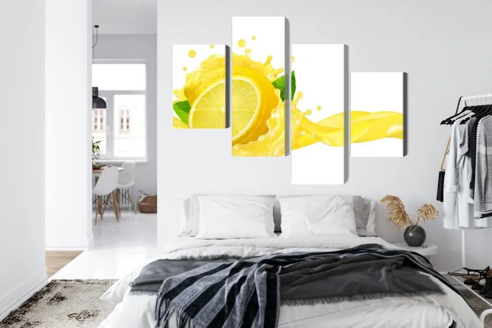 Vícedílný obraz Čerstvá Citronová Šťáva Nedostatek Nedostatek Přírodní plátno 240x150