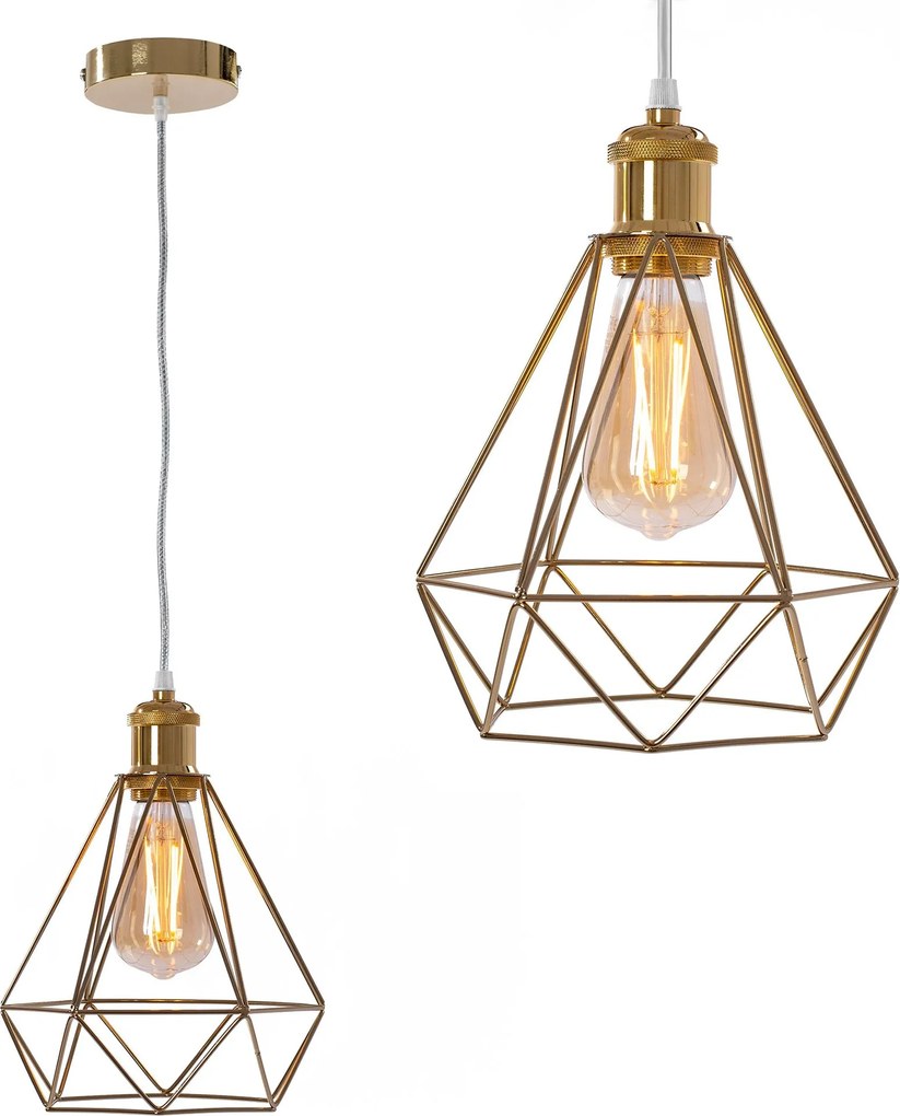 Toolight - Závěsná lampa kovová 392197, zlatá, OSW-09680