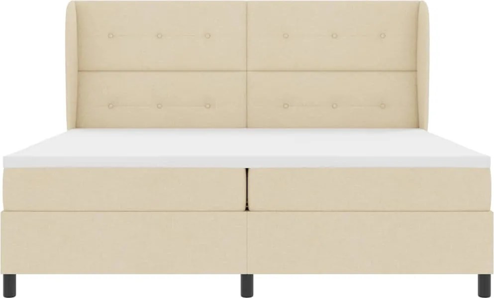 Postel s boxspringem s čelo Krémová 200 x 200 cm textil 3340590