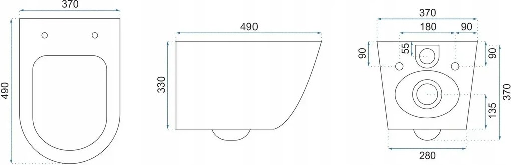 Rea Carlo Mini, rimless závěsná mísa 49x37 cm se sedátkem s pomalým zavíráním, černá-zlatý okraj, REA-C8800