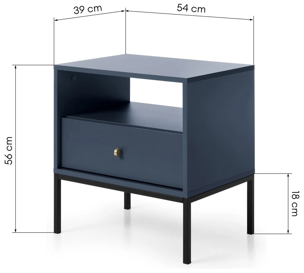 Noční stolek Mono tmavě modrý