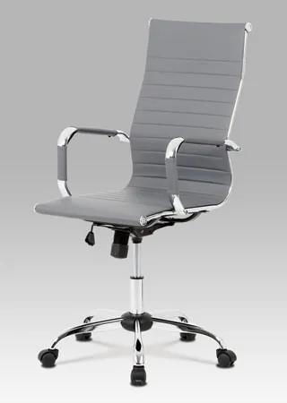 Autronic - Kancelářská židle, šedá ekokůže, houpací mech, kříž chrom - KA-V305 GREY