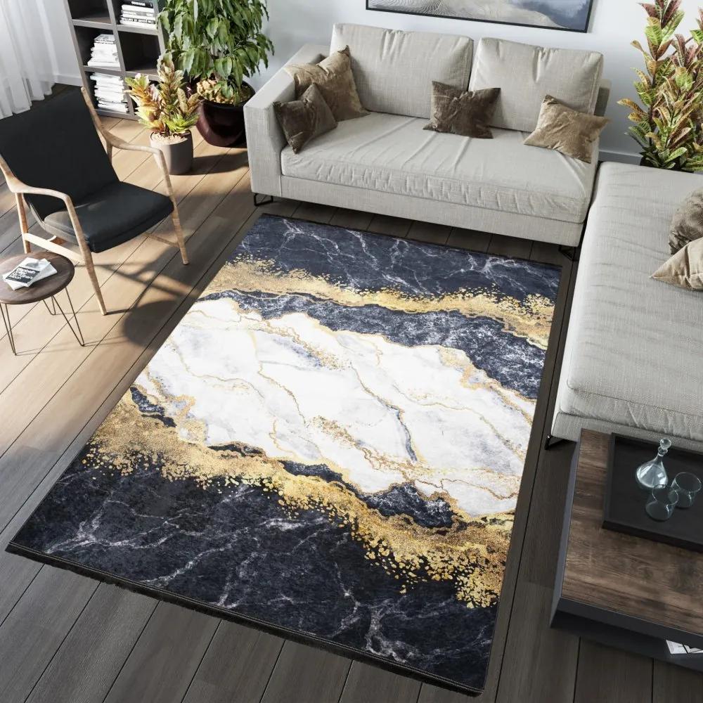 Tmavý moderní koberec s protiskluzovou úpravou a abstraktním vzorem Šířka: 140 cm | Délka: 200 cm