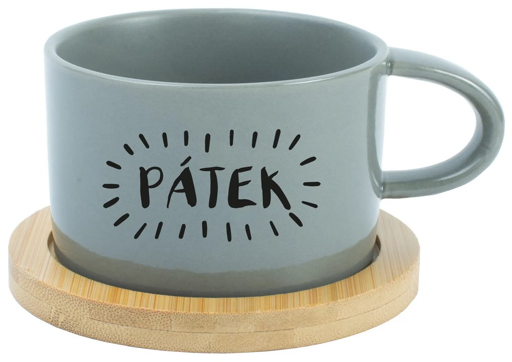 PÁTEK - šedý hrníček makronka 200 ml