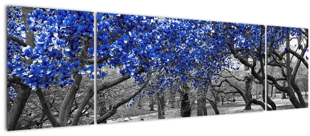 Obraz - Modré stromy, Central Park, New York (170x50 cm)