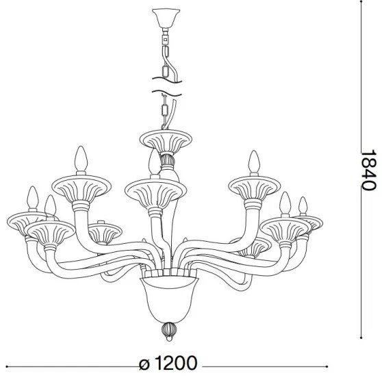 Ideal Lux - Lustr na řetězu BRIGITTA 12xE14/40W/230V pr. 120 cm čirá