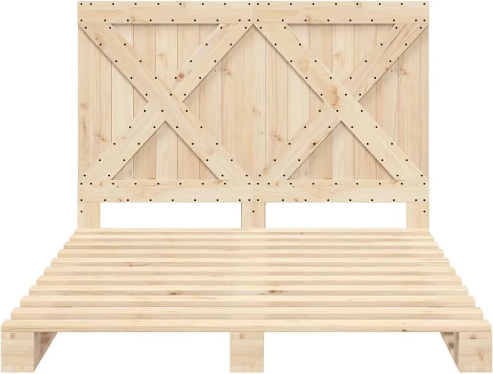 Rám postele s čelem bílý 140 x 200 cm masivní borové dřevo 3281570
