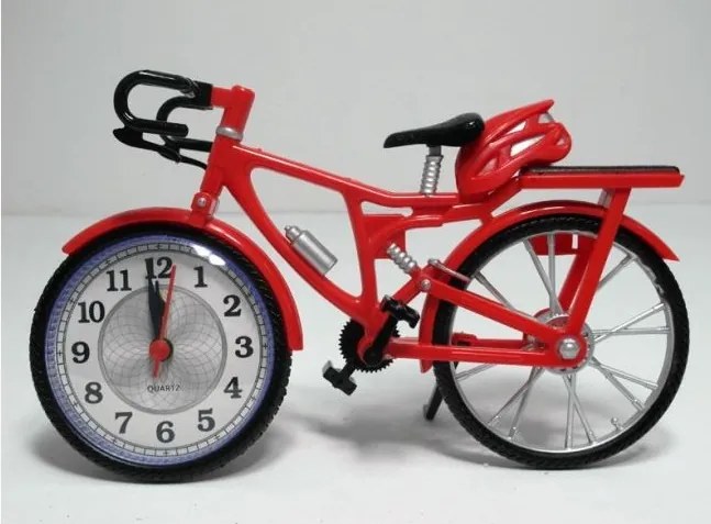 Červené kolo - plastové cyklistické hodiny a budík v jednom 00026605