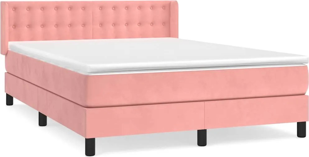Box spring postel s matrací růžová 140x190 cm samet 3131200