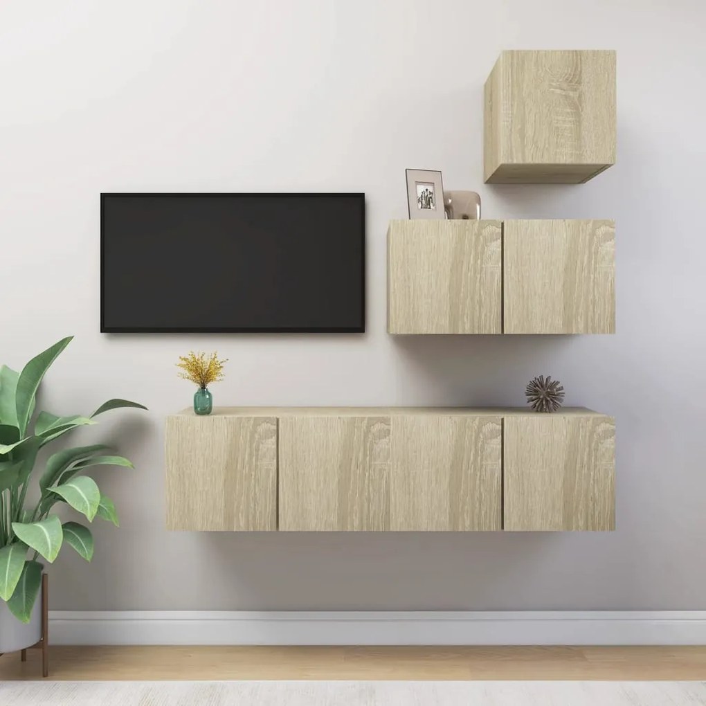 4dílný set TV skříněk dub sonoma kompozitní dřevo 3079049