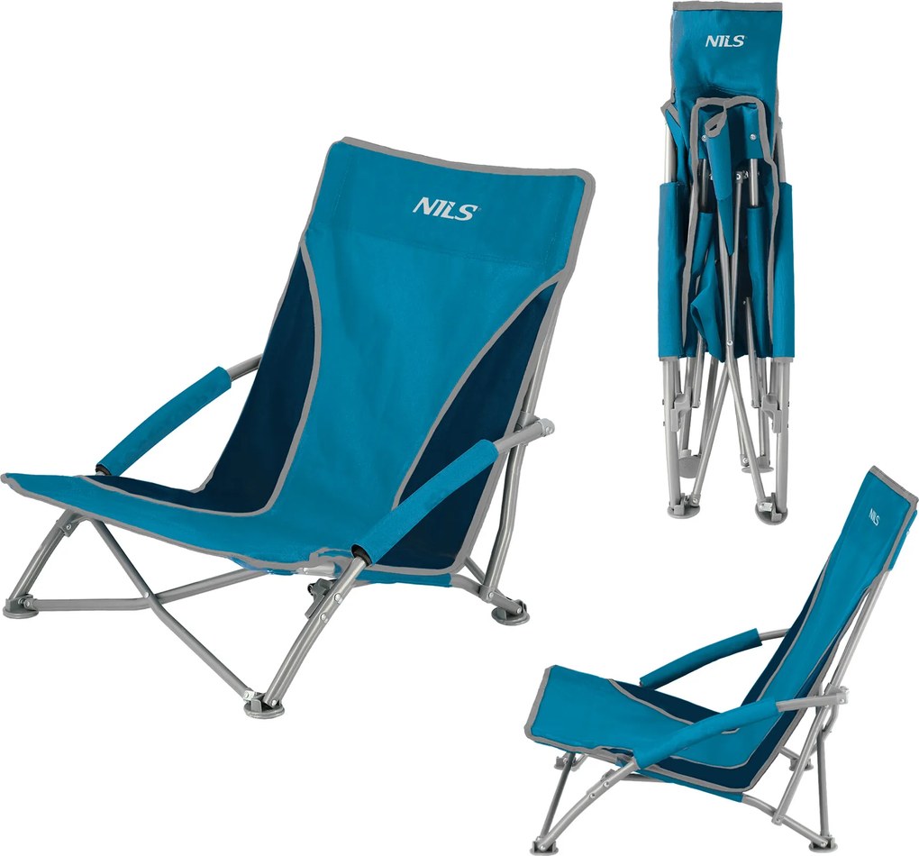 NC3035 MODRO-ŠEDÉ PLÁŽOVÉ KŘESLO NILS CAMP