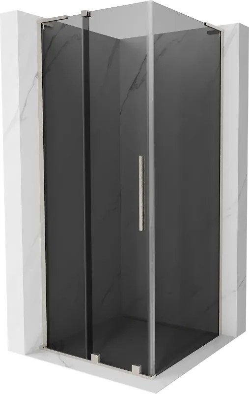 Mexen Velar L, sprchový kout s posuvnými dveřmi 90 x 90 cm, 8mm šedé sklo, broušená ocel, 871-090-090-43-97