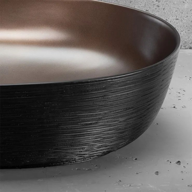 Rea Cleo, umyvadlo na desku 605x410x140 mm, měděná matná-černá, REA-U6383