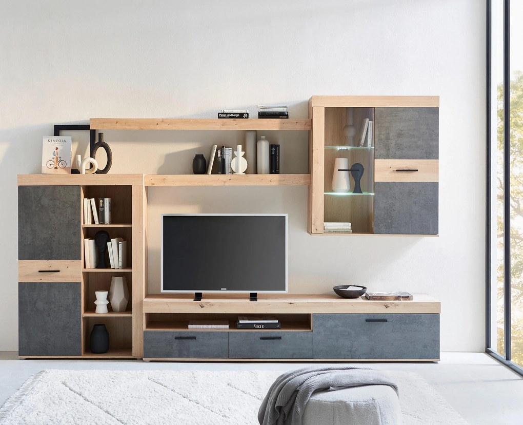 XXXLutz OBÝVACÍ STĚNA dub artisan Carryhome - Kompletní obývací stěny - 000687053905