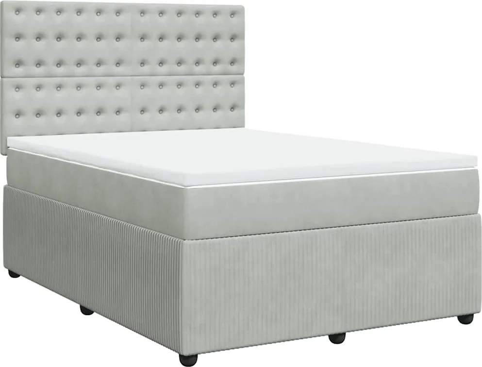 Box spring postel s matrací světle šedá 160x200 cm samet 3294694