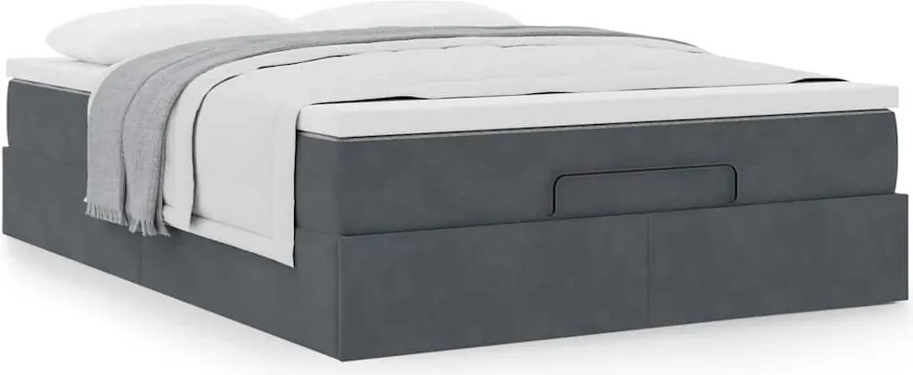 Osmanský rám postele s matrací tmavě šedá 140x190cm samet 3311184