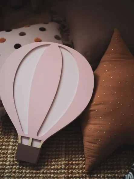 lovel.cz Dřevěná lampa létající balón - růžový