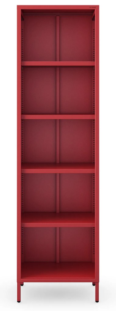 Regál plytký otevřený na knihy na nožičkách červený, 500x1800x350 mm: MARIO Modern