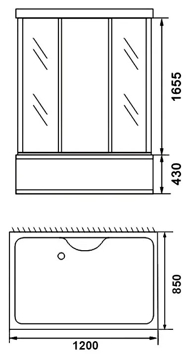 BPS-koupelny Hydromasážní box HYD-O77B 120x85 Černý, bez sauny