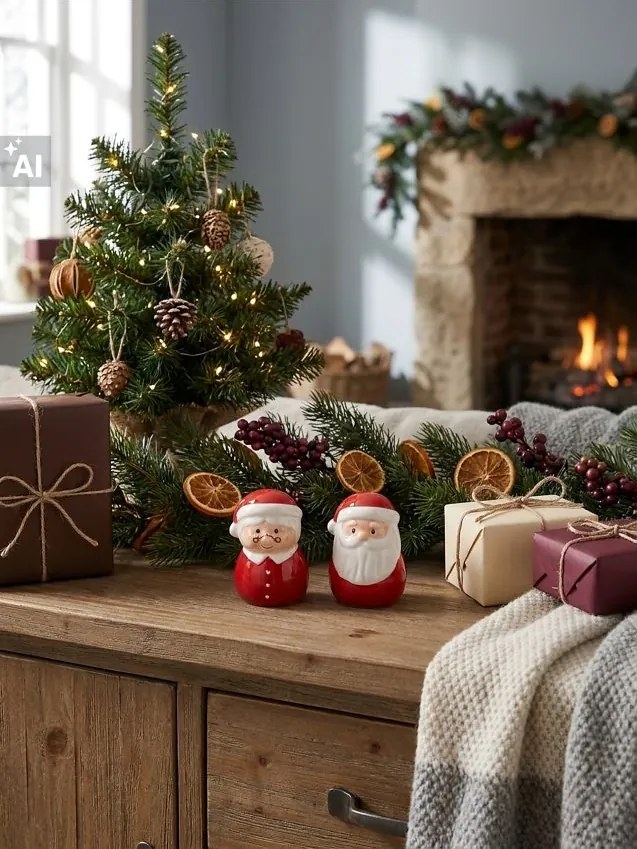 Sinsay - Stojící vánoční dekorace ve tvaru Santa Clause a paní Clausové 2 pack - vícebarevná