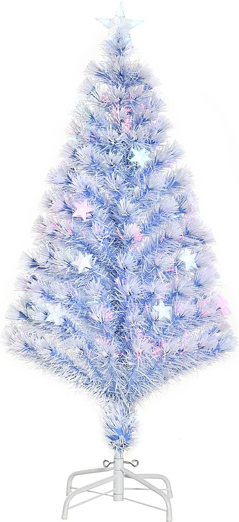 HOMCOM Umělý vánoční stromek 120 cm, umělý vánoční stromek se skelnými vlákny a LED osvětlením, 130 hrotů, vánoční stromek včetně ocelového stojanu d…