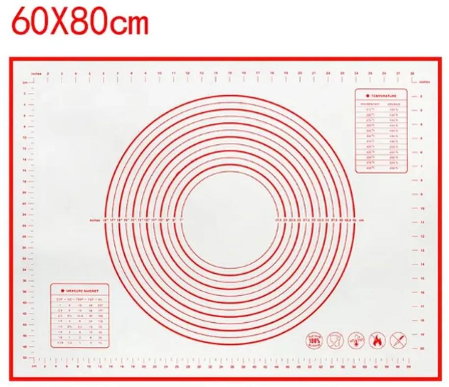 Silikonová kuchyňská podložka s měřítkem - nepřilnavá (v 8 velikostech) Barva: Červená, Velikost: 80x60 cm