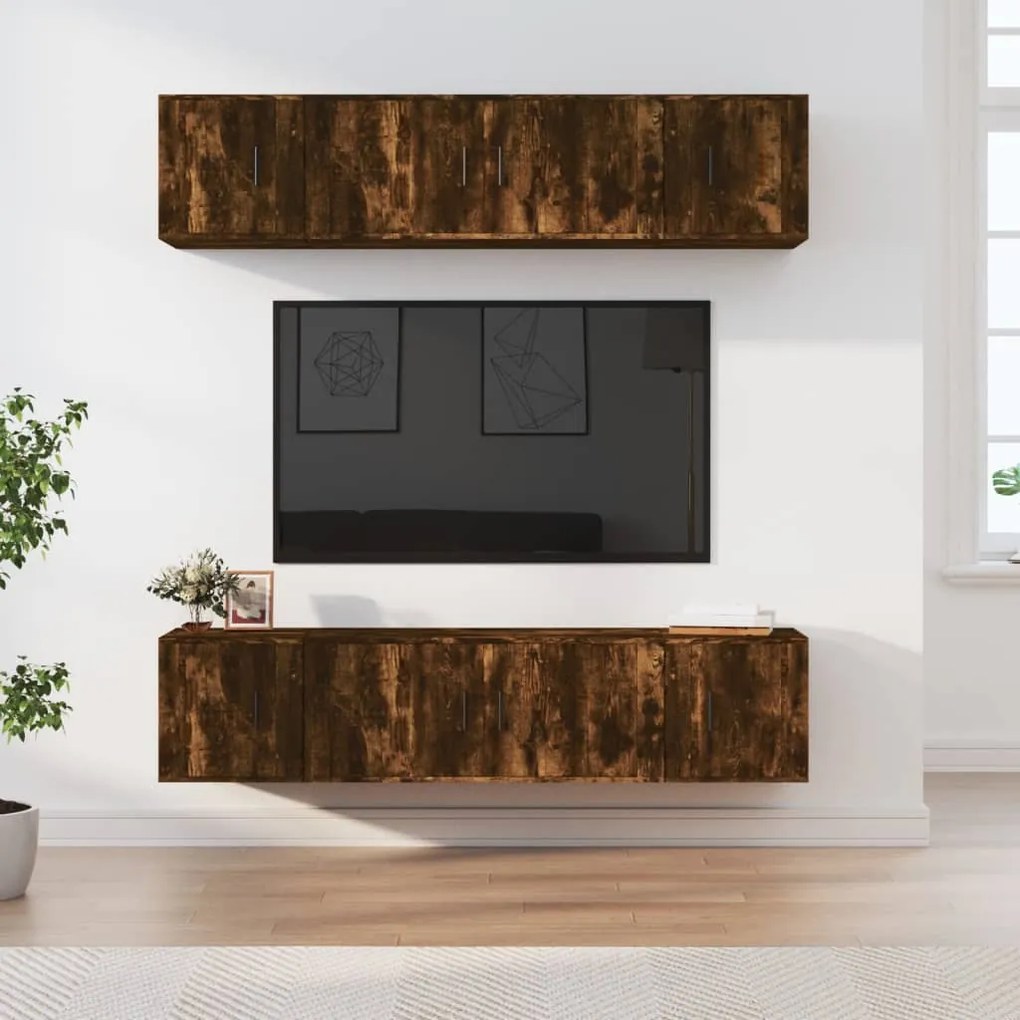 6dílný set TV skříněk kouřový dub kompozitní dřevo 3188659